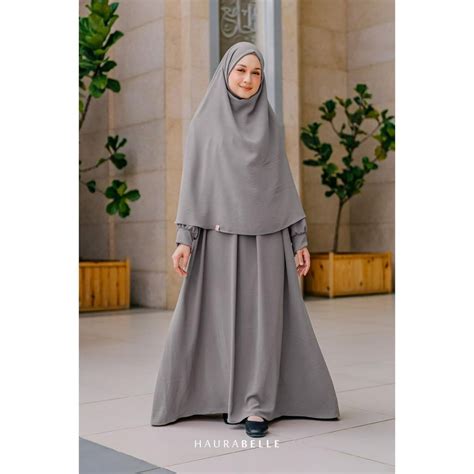 Readystock Jubah Qamra Haurabelle Free Khimar Set Umrah Dan Haji Ironless Pakaian Muslimah Jubah