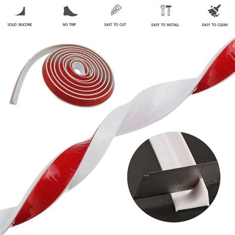 Silicone Shower Threshold Water Barrier Shower Splash Guard Wet Room Floor Sealing Strip Rubber