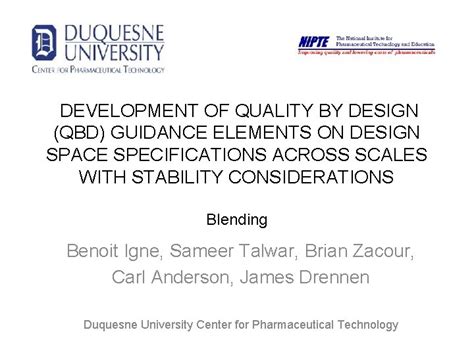 Development Of Quality By Design Qbd Guidance Elements