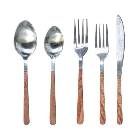 Skinny Wooden Handle Flatware Set Of 5 Warehouse Rentals