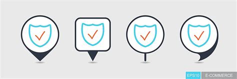 Best Protection Shield Outline Pin Map Icon Icon Best Map Vector Icon