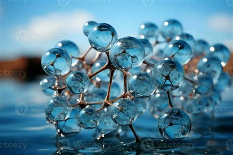 Abstract Molecular Structure On Blue Background Science Cosmetic Medical Models Generative