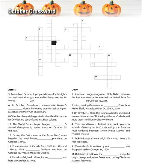 Crossword Puzzle And Answer Key October 2024 Mycalgary
