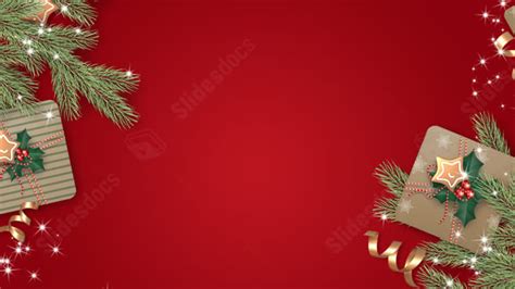 Cute Red Festival T Ribbon Christmas Powerpoint Background For Free