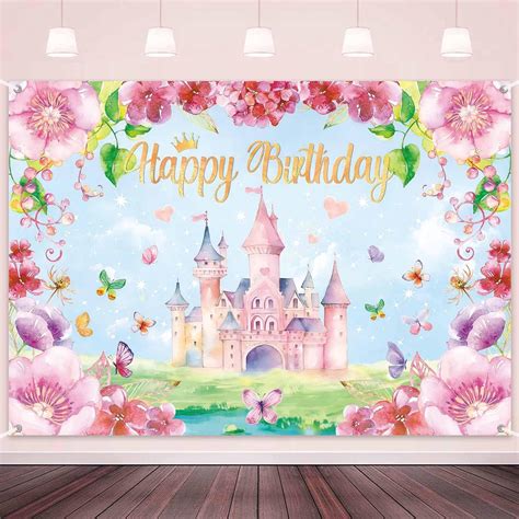 Ldwlyw Princess Backdrop For Girls Birthday Party Happy Birthday Princess Banner