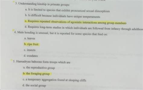 Solved 3 Understanding Kinship In Primate Groups A It Is