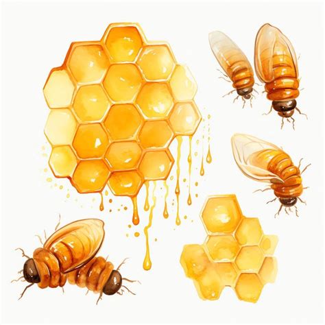 Premium Ai Image Beautiful Honey Hex Watercolor Clipart Illustration