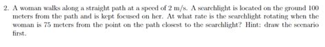 Solved A Woman Walks Along A Straight Path At A Speed Of Chegg