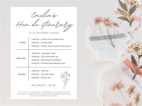 Hen Do Itinerary Hens Weekend Timeline Graphic By Evatemplates · Creative Fabrica