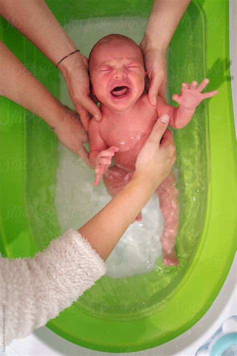 Newborn Bath By Stocksy Contributor Sky Blue Creative Stocksy