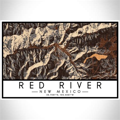 Red River New Mexico Map Print In Ember — Jace Maps