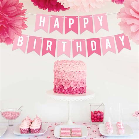 Pre Strung Happy Birthday Banner No Diy Pink Birthday Etsy