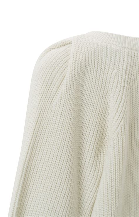 V Neck Sweater With Long Balloon Sleeves And Ribbed Details Yaya Eu