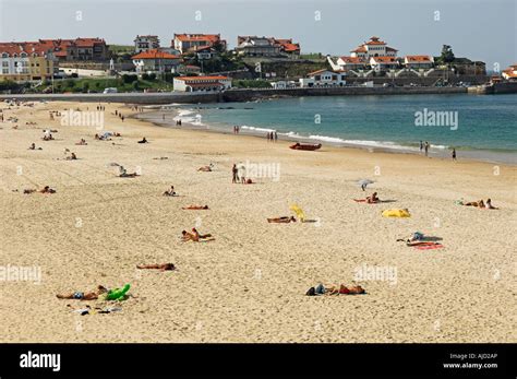 Beach And Town Of Comillas On Bay Of Biscay Mar Cantabrico Cantabria