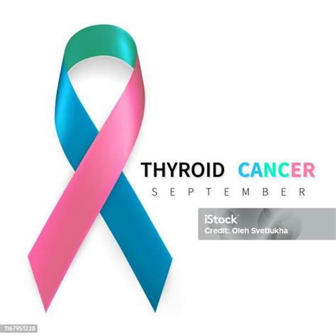 갑상선암 인식의 달 현실적인 청록 색 파란색 리본 기호입니다 의료 디자인 벡터 일러스트레이션 9월에 대한 스톡 벡터 아트 및 기타 이미지 Istock