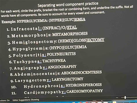 Separating Word Component Practice For Each Word Circle The Prefix