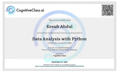 Dataanalysis Python Ibm Certification Datascience Learningjourney