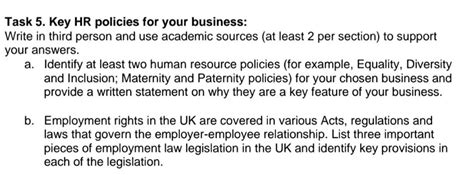 Solved Task Key Hr Policies For Your Business Write In Chegg