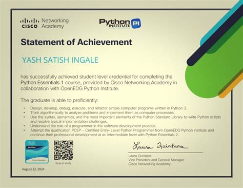 Yash Ingale On Linkedin Python Programming Certification