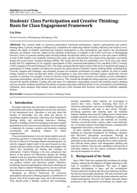 Pdf Students Class Participation And Creative Thinking Basis For