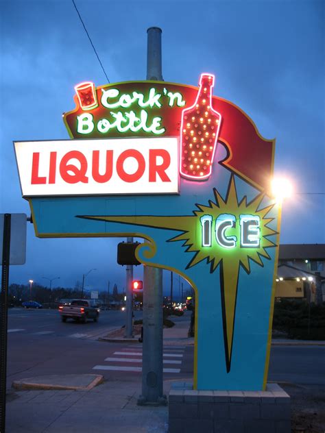 Cork N Bottle Liquor Neon Signbarrett Cortez Colorado Vintage