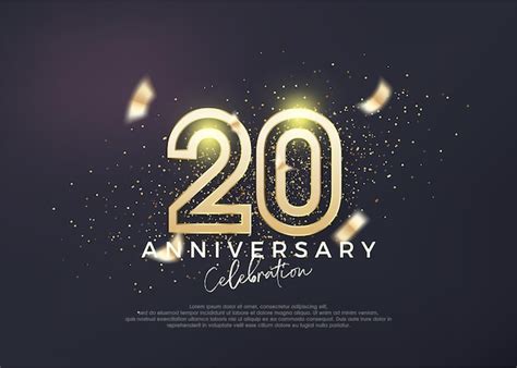 20주년 기념 골드 라인 디자인 프리미엄 벡터
