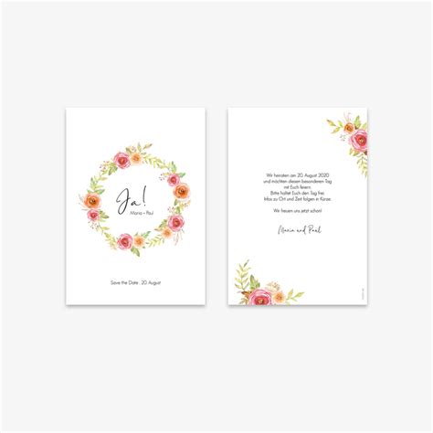 Bloomy Nachhaltige Save The Date Karte HEJ FAIR