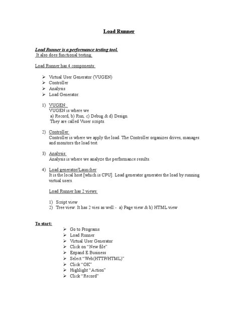 Load Runner Is A Performance Testing Tool Pdf Cookie World Wide Web