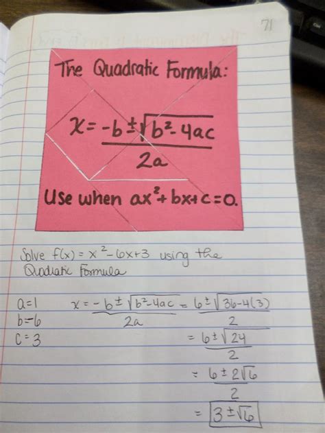 Quadratic Formula Templates Math Love Quadratics Quadratic