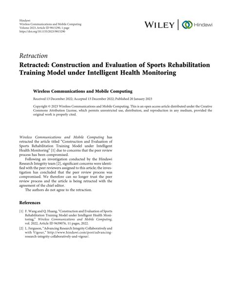 Pdf Retracted Construction And Evaluation Of Sports Rehabilitation Training Model Under
