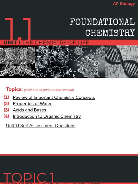 Ap Bio Unit 1 1 Foundational Chemistry 23 Pdf Chemical Compounds Ph