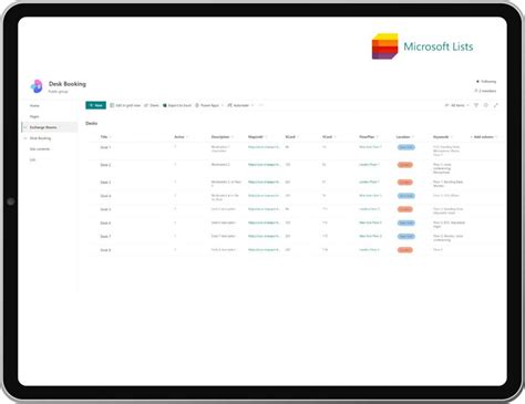 Microsoft Lists Desk Workspace Management Software Office365 SharePoint