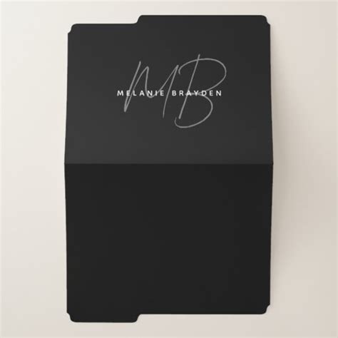 simple black minimalist two monogram name file folder zazzle