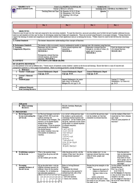 Dll Gen Math Week 2 Download Free Pdf Function Mathematics