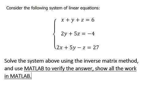 Solvedconsider The Following System Of Linear Equations X Y Z 6 2y 52 4 2x Sy Z