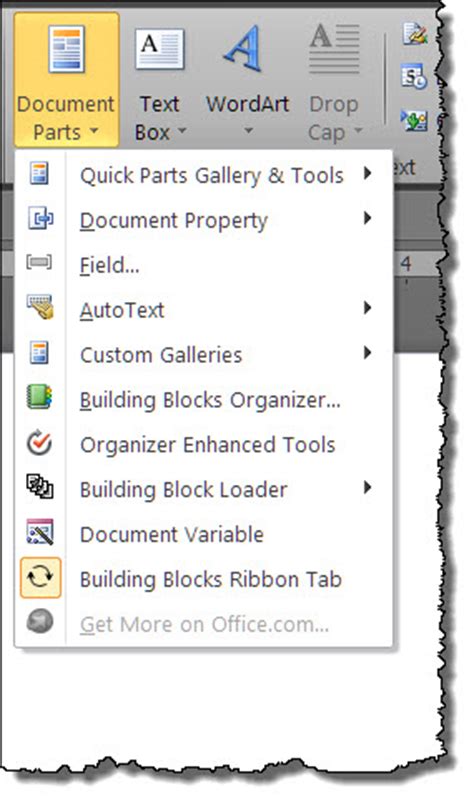 Building Blocks AutoText
