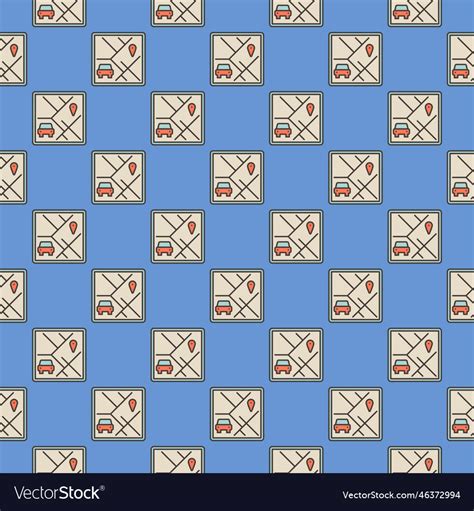 Carsharing Map App Colored Seamless Pattern Or Vector Image