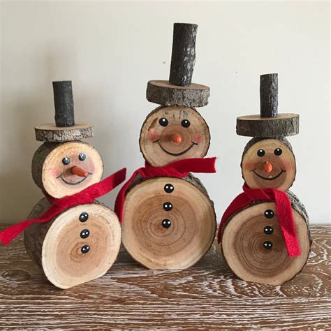 Log Snowman Etsy