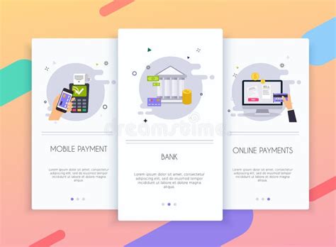 Onboarding Screens User Interface Kit For Mobile App Templates Concept Of Online Payment Methods