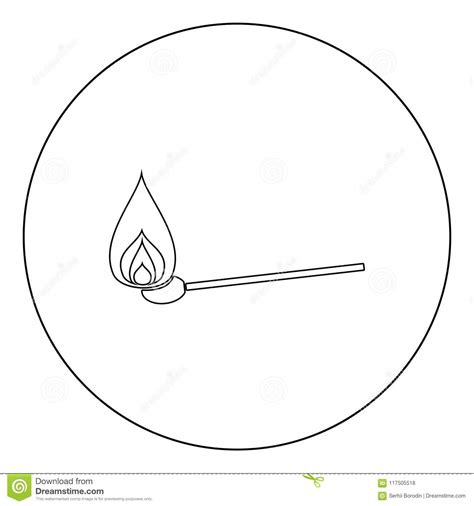 Burning Match Icon Black Color In Circle Or Round Stock Vector