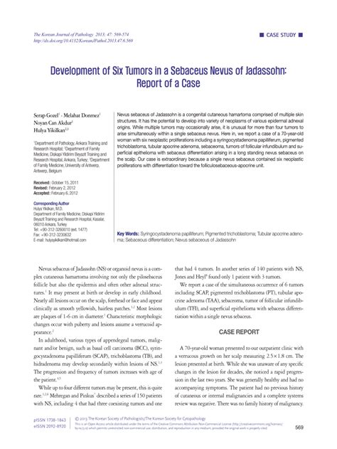 Pdf Development Of Six Tumors In A Sebaceus Nevus Of Jadassohn