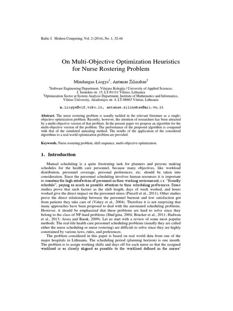 Article On Multi Objective Optimization Heuristics For Nsp Pdf