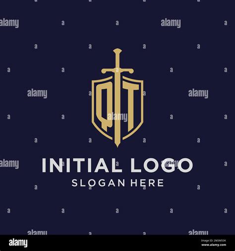 QT Logo Initial Monogram With Shield And Sword Design Ideas Stock Vector Image Art Alamy