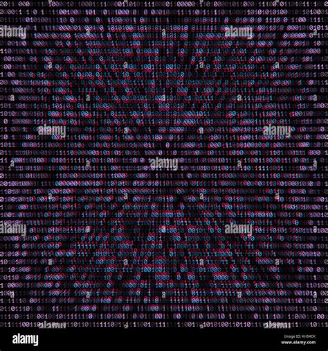Vector Anaglif Style Color Warped Binary Code Decorative Abstract Dark