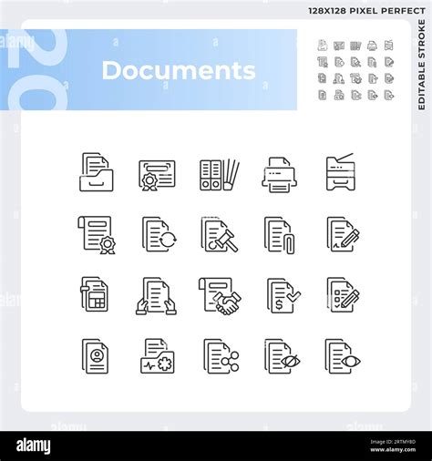 Editable Pixel Perfect Black Document Icons Set Stock Vector Image And Art Alamy