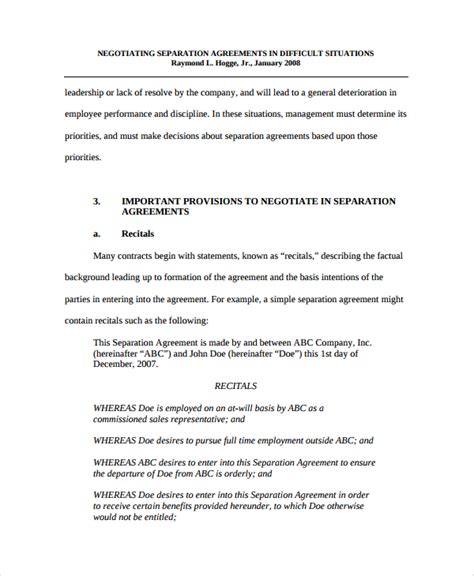 Common Law Separation Agreement Template Kaesg Blog