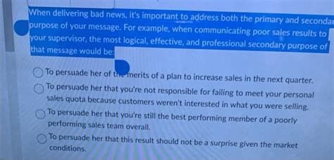 Solved When Delivering Bad News It S Important To Address Chegg Com