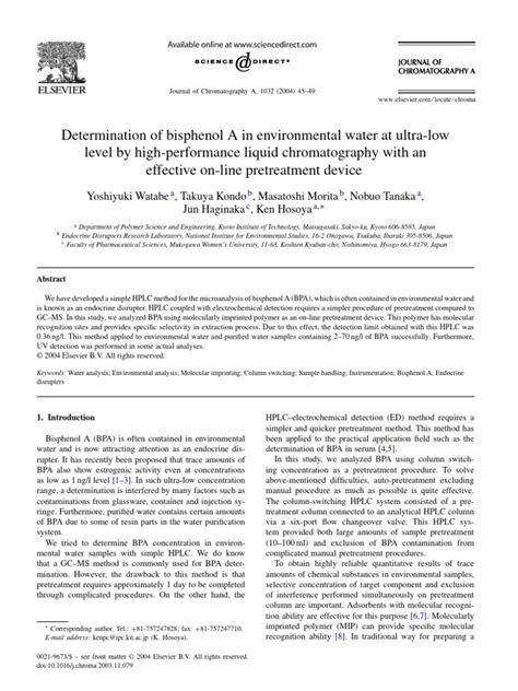 Determination Of Bisphenol A In Environm Pdf