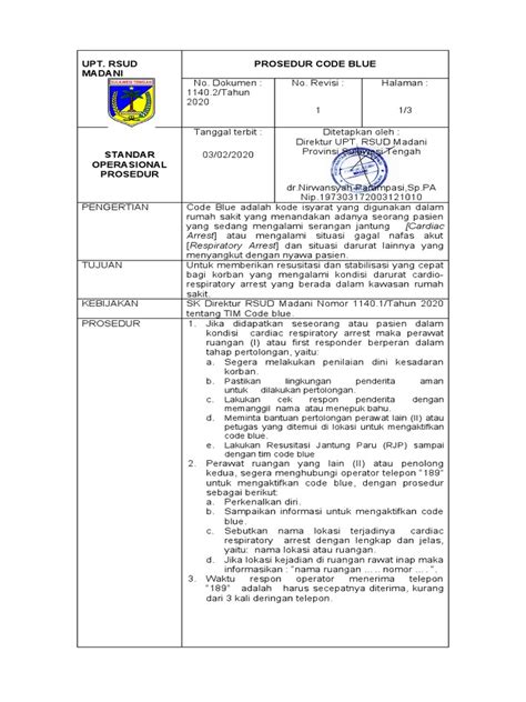 Sop Code Blue Pdf