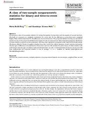 A Class Of Two Sample Nonparametric Pdf Original Research Article A Class Of Two Sample